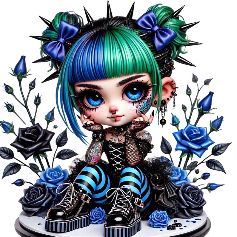 Whimsical Chibi Goth Anime Clipart Bundle - Vibrant Characters With ...