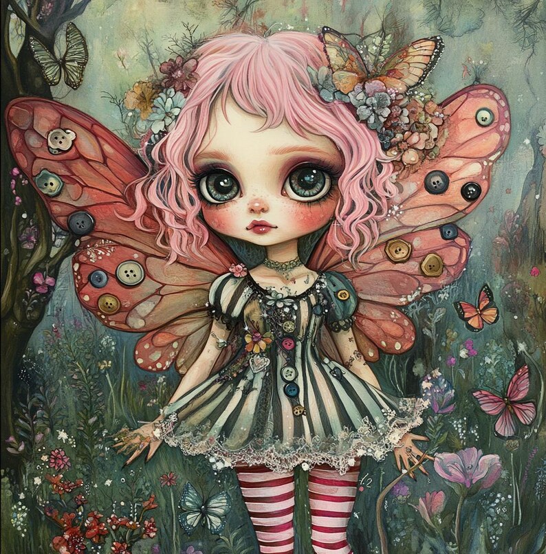 Whimsical Goth Fairies Clipart Bundle - Enchanting Fantasy Characters in Vibrant Colors and ...