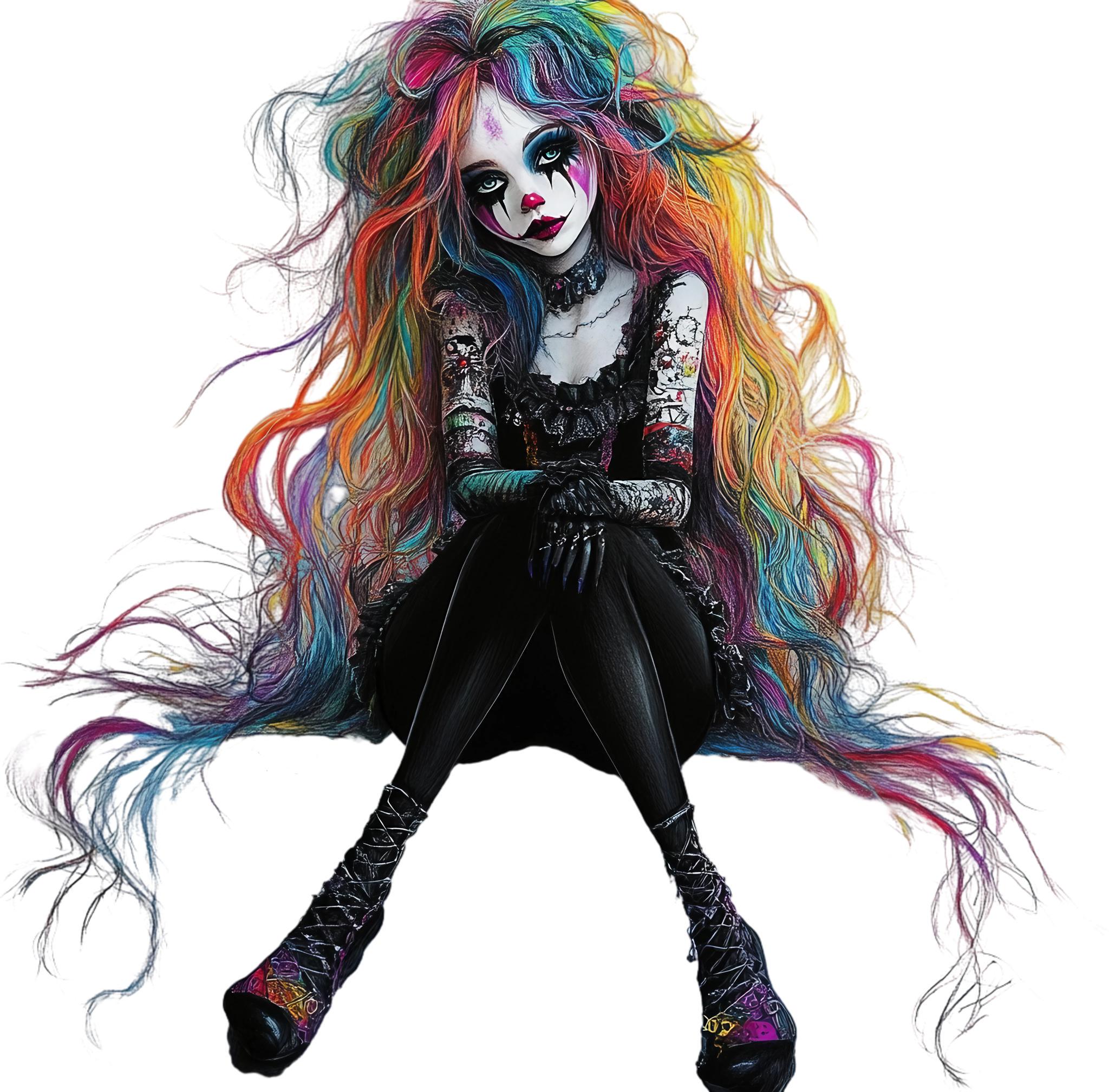Vibrant Gothic Clowns Clipart Bundle: Colorful Character Pngs - Etsy