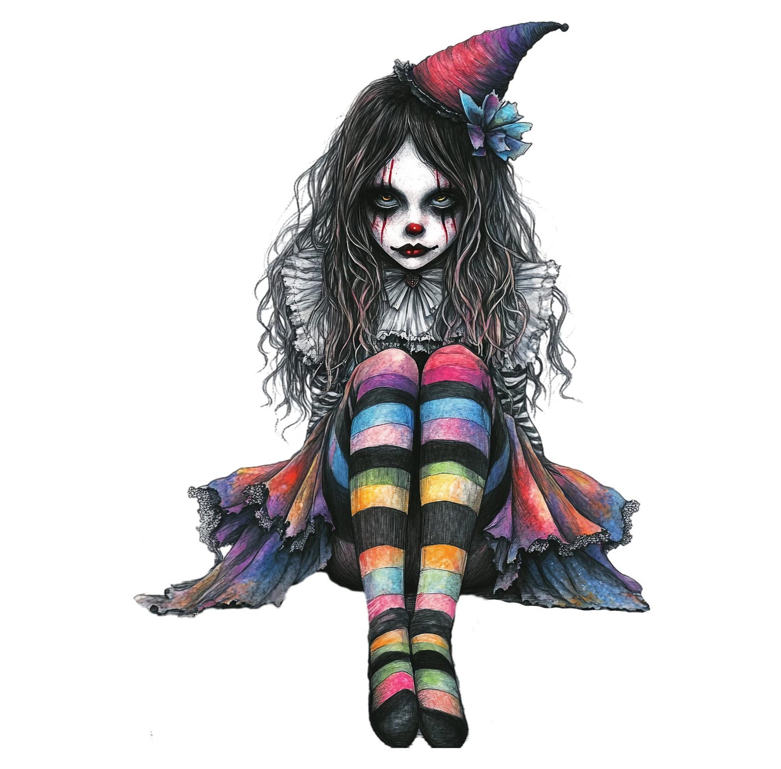 Vibrant Gothic Clowns Clipart Bundle: Colorful Character Pngs - Etsy