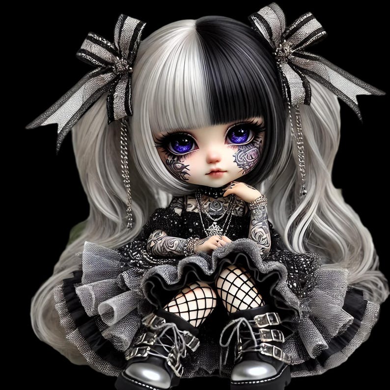 Whimsical Chibi Goth Anime Clipart Bundle - Vibrant Characters With ...