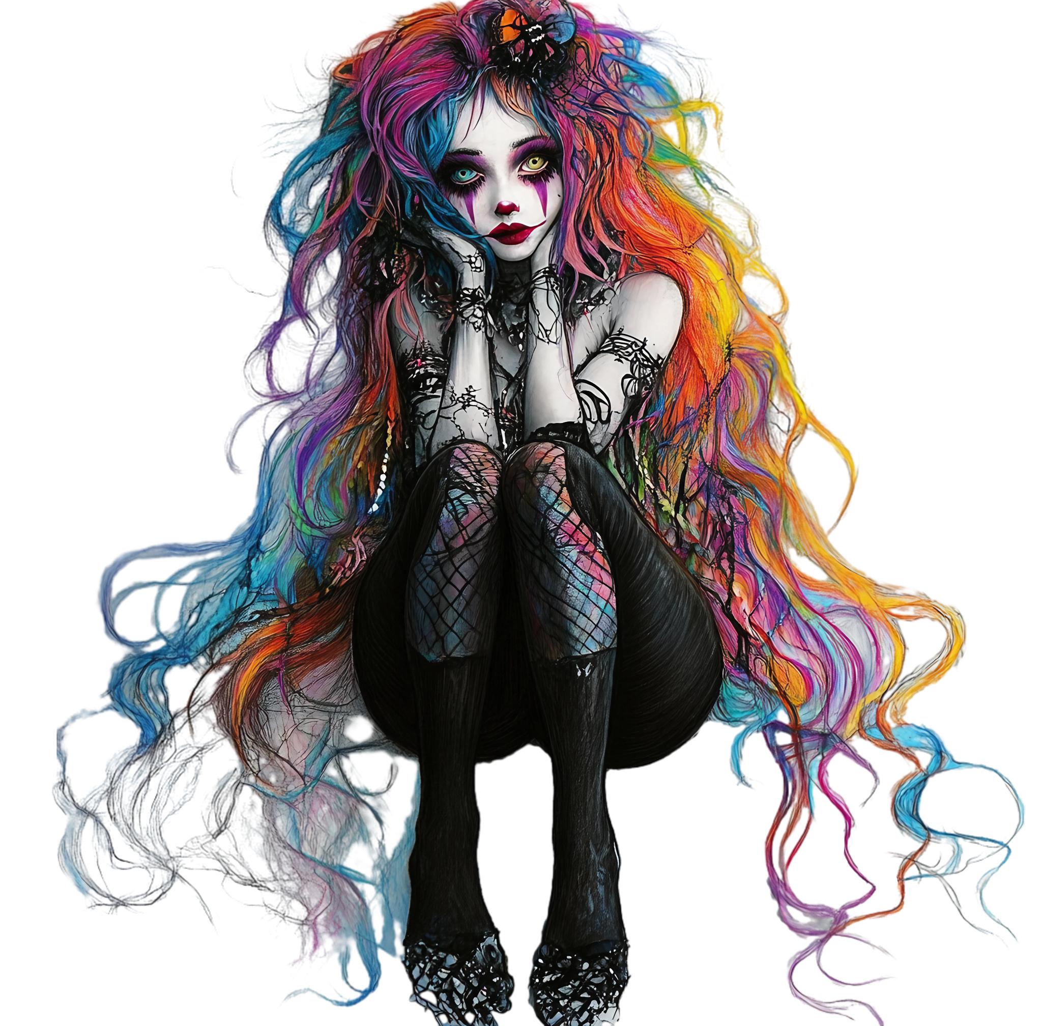 Vibrant Gothic Clowns Clipart Bundle: Colorful Character Pngs - Etsy