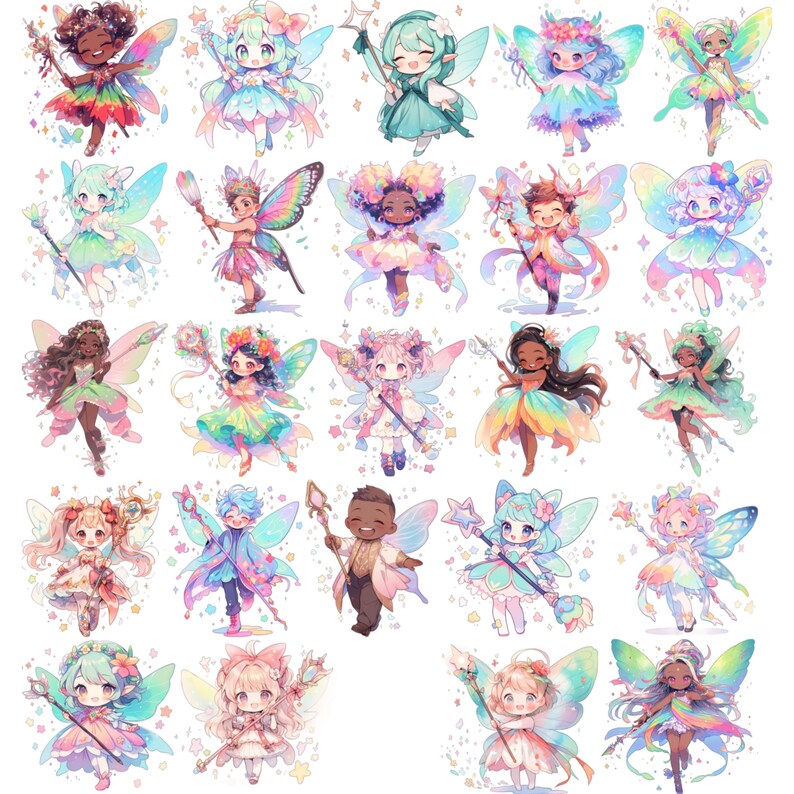 Adorable Anime Fairy Clipart Bundle - Cute Girls and Boys PNG for ...