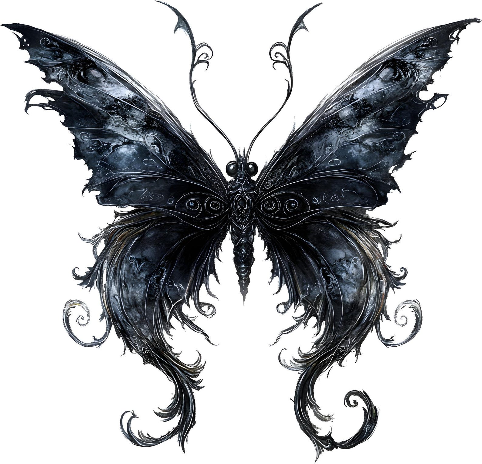 Elegant Gothic Butterflies Clipart Bundle - Mystical PNG Designs for ...