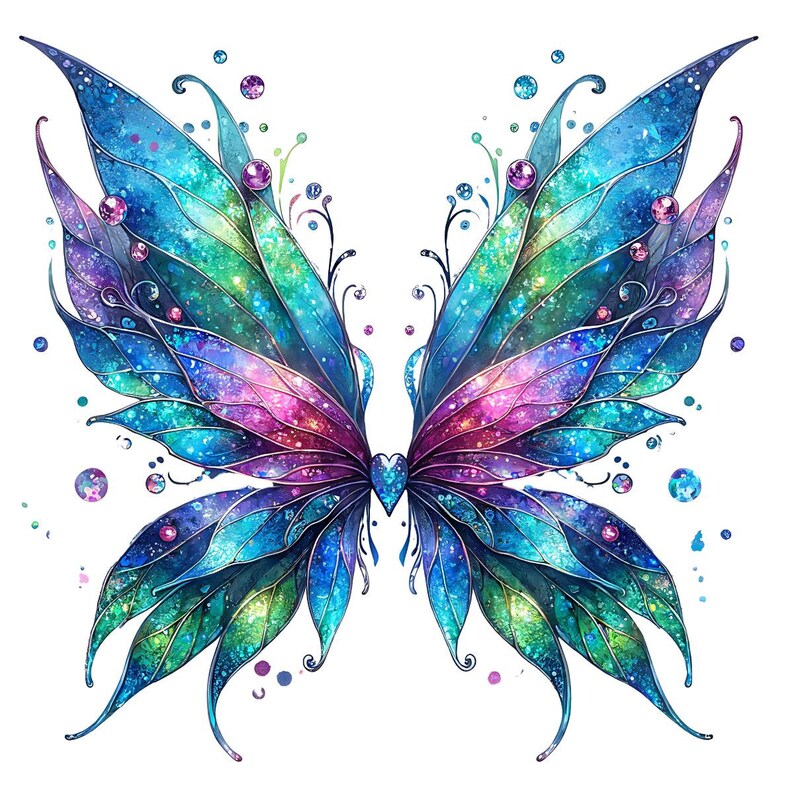 Magical Fairy Wings Clipart, Watercolor Angel Wing Clip Art, Pastel ...