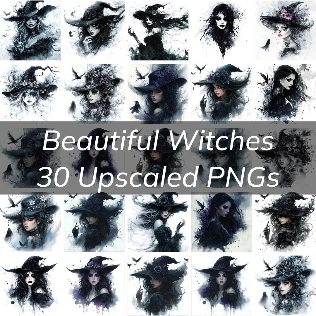 Enchanting Witches Clipart Bundle - Artistic Illustrations of Mystical ...