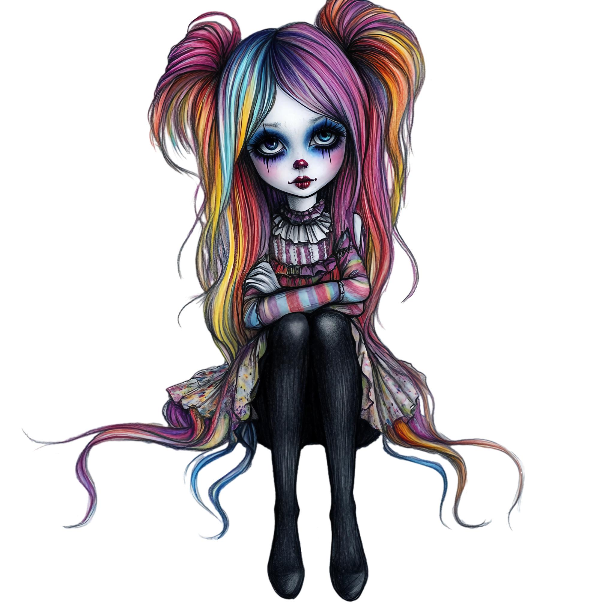 Vibrant Gothic Clowns Clipart Bundle: Colorful Character Pngs - Etsy