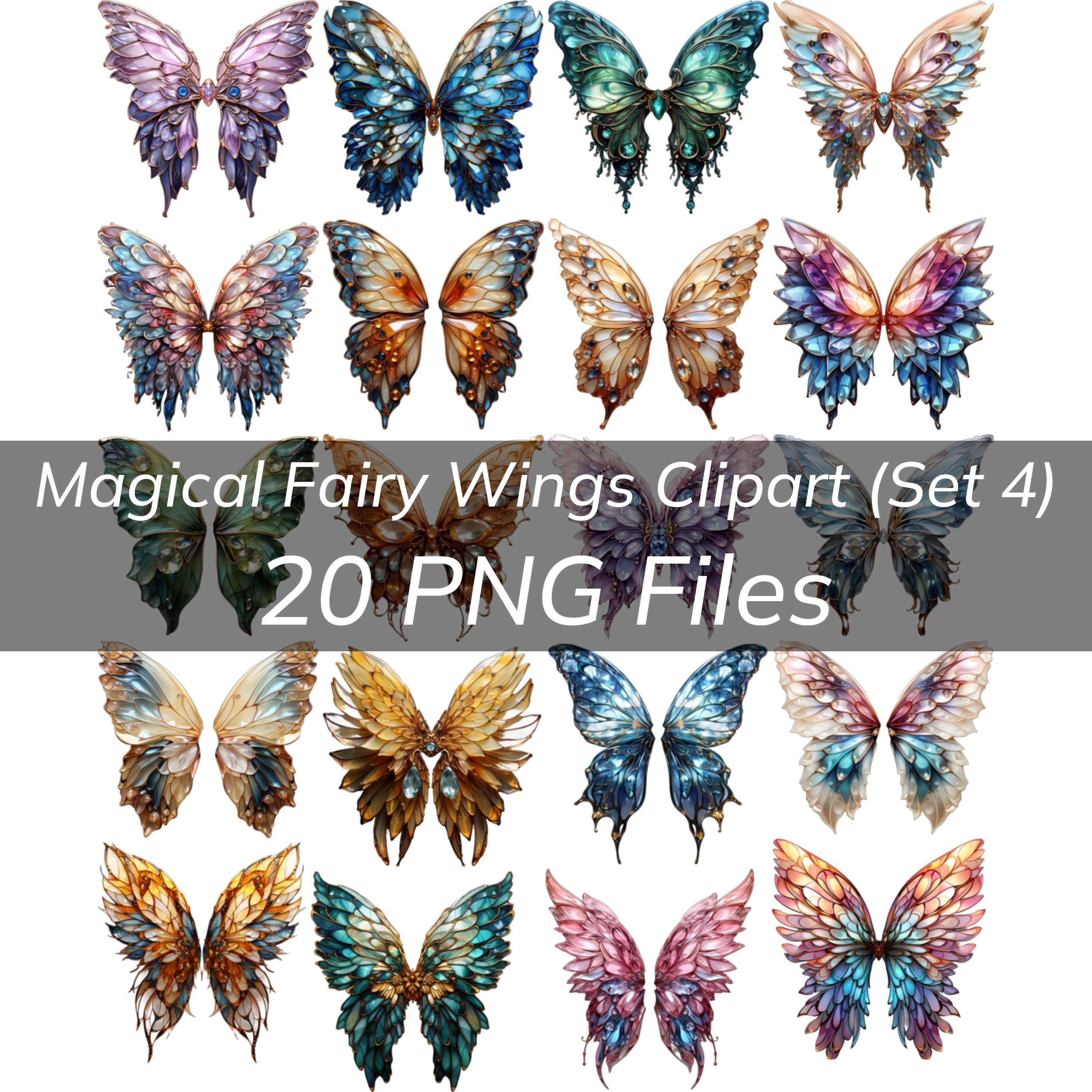 Magical Fairy Wings Clipart Watercolor Angel Wing Set in Pastel Rainbow ...