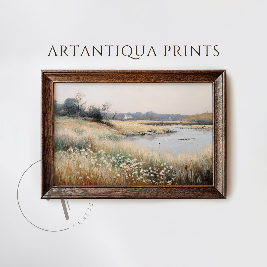 Wildflower Field Grass River PRINTABLE Oil Painting, Lakehouse Art ...