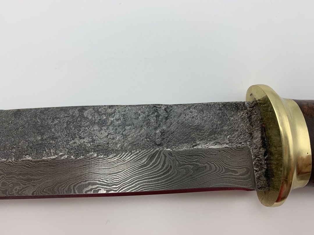 Forged Short Sax Made of Damascus Steel With Leather Sheath - Etsy