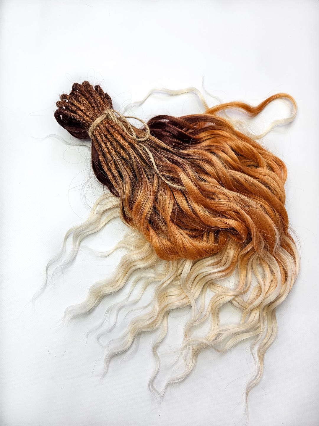 Fiery Ombre Curls Burgundy to Blonde Synthetic Crochet Dreads With ...