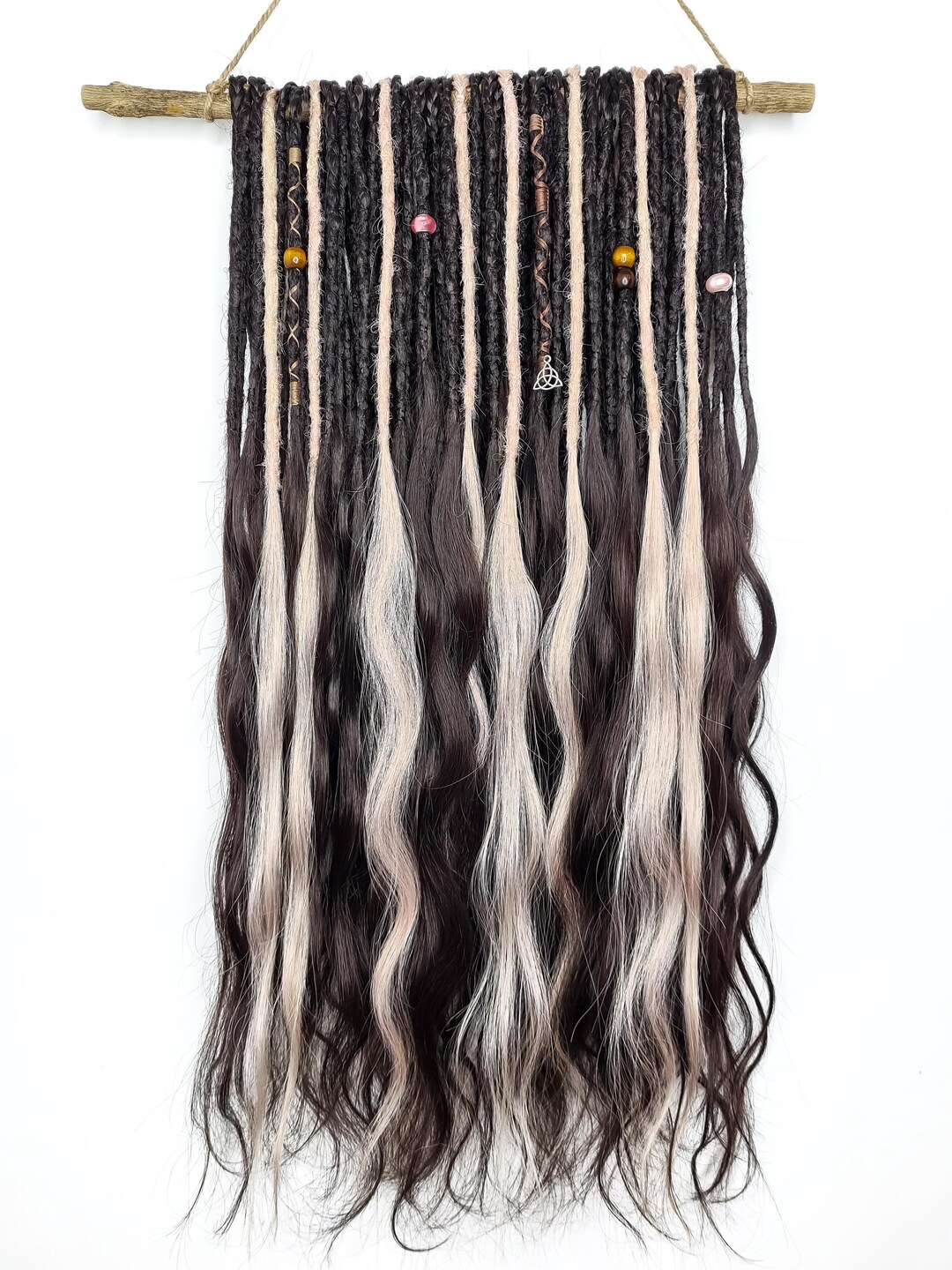 Brown and Pink Synthetic Curly Dreads DE SE Curly Dreadlock Extensions ...