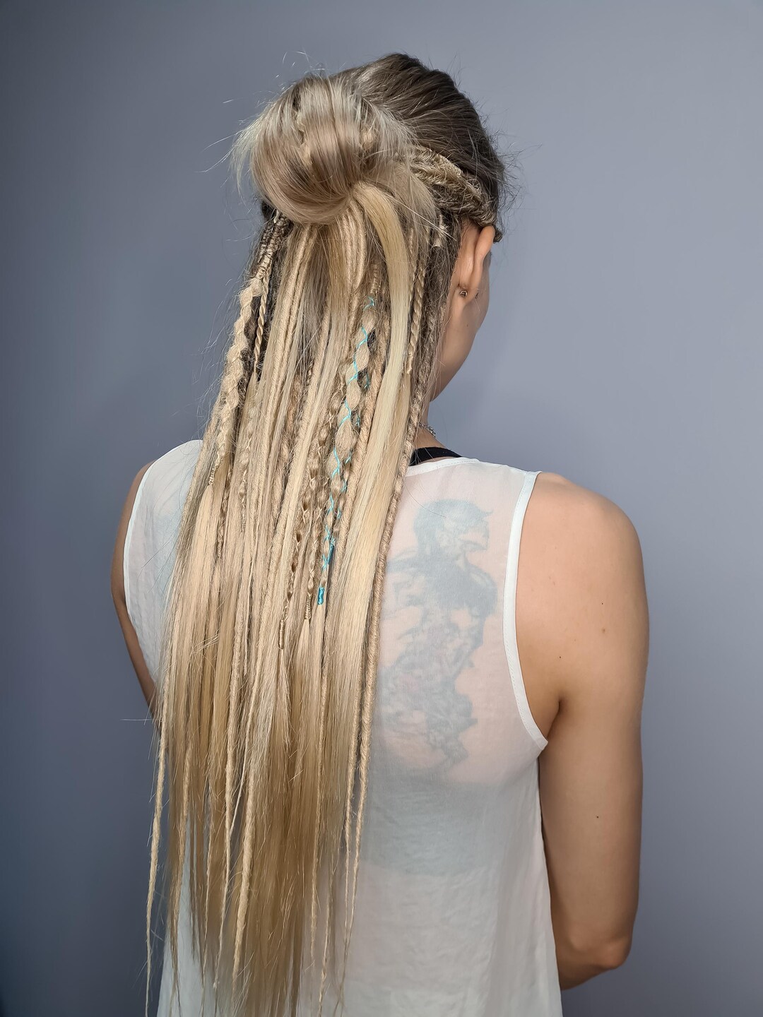 Boho Braids With Long Loose Ends Blonde Dreadlock Extension Partial Set ...
