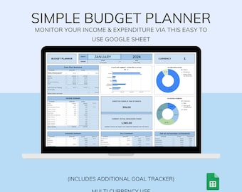 Simple Monthly Budget Google Sheet - Etsy