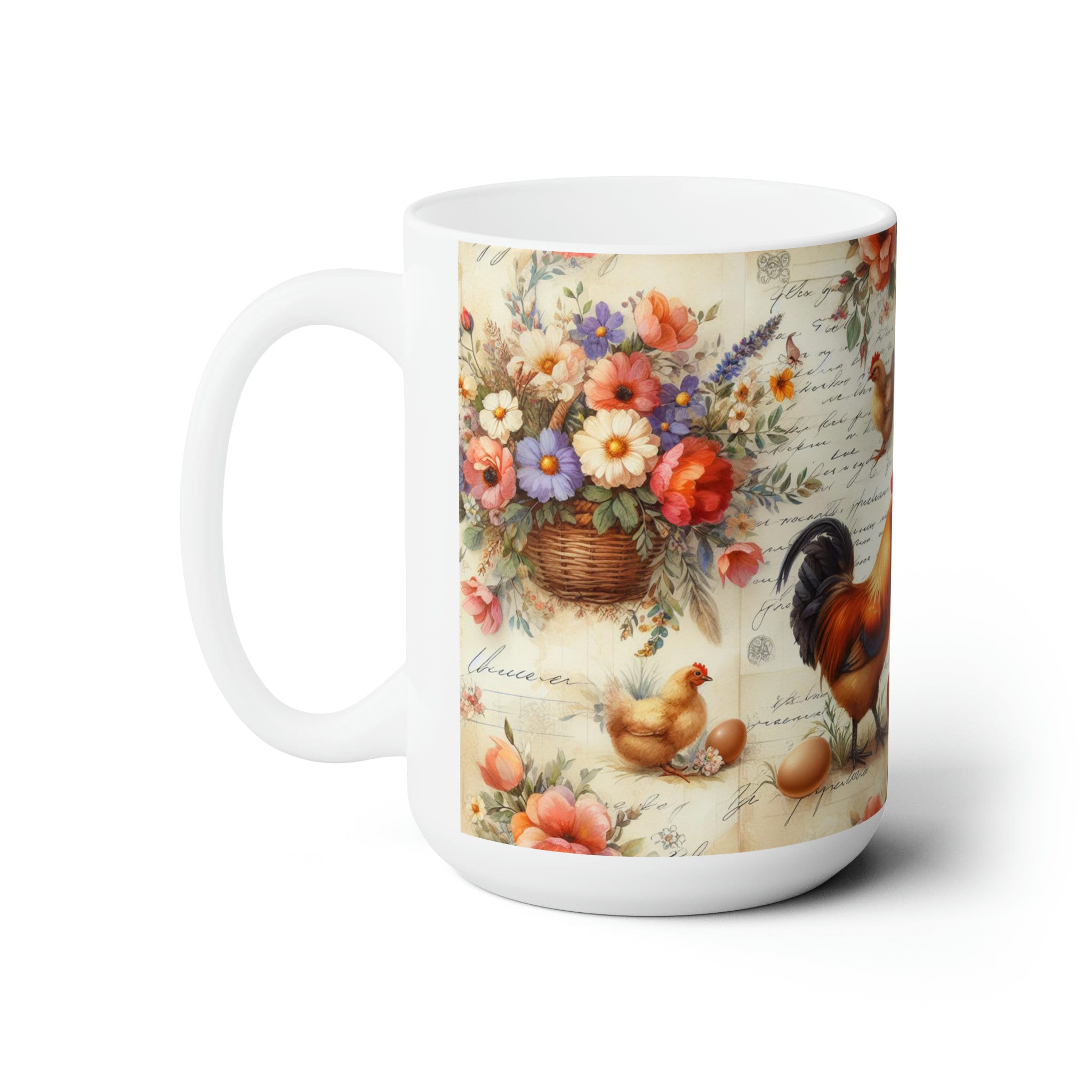 Vintage Themed Chicken Mug Botanical Victorian Style Mug Accent Mug ...