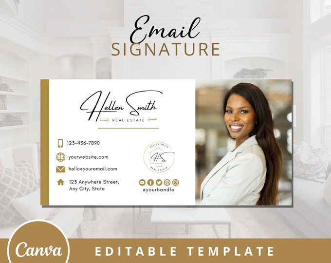 Realtor Email Signature Template, Modern Canva Design (digital Download ...