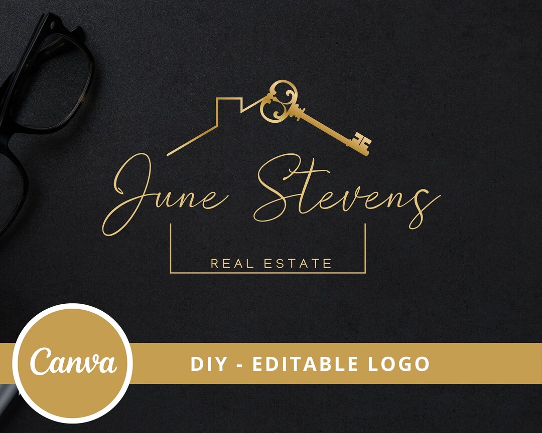 Real Estate Logo Template, House & Key Design (editable Canva) - Etsy