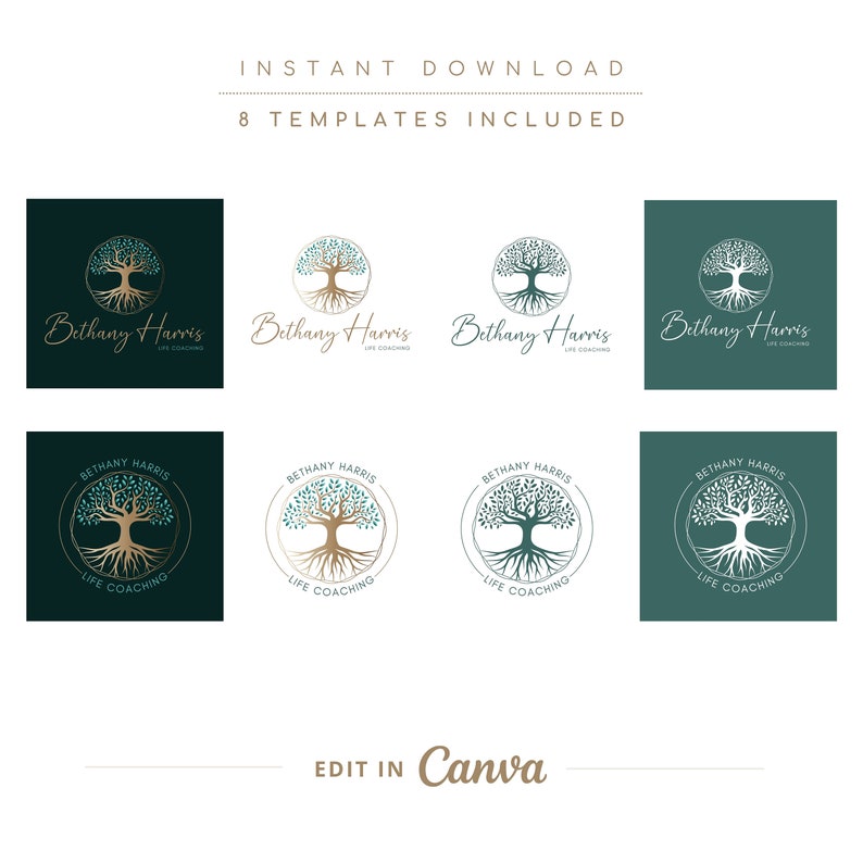 Tree of Life Canva Logo Template, Tree Editable Logo, DIY Life Coaching ...
