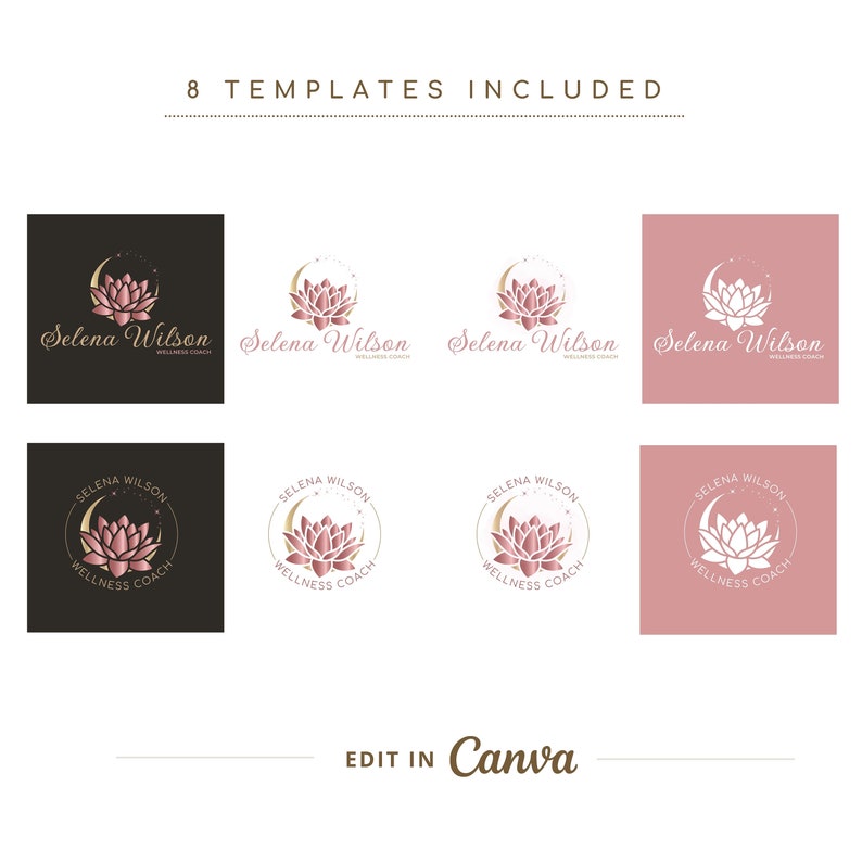 DIY Lotus Flower Logo Design, Premade Wellness Canva Logo Template ...