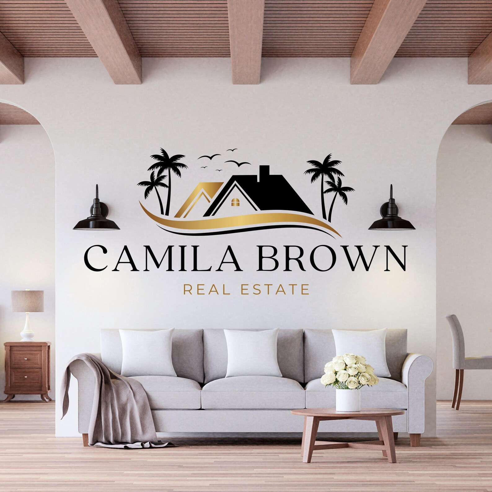 Beach House Realtor Logo, Palm Tree Canva Template (digital Download ...