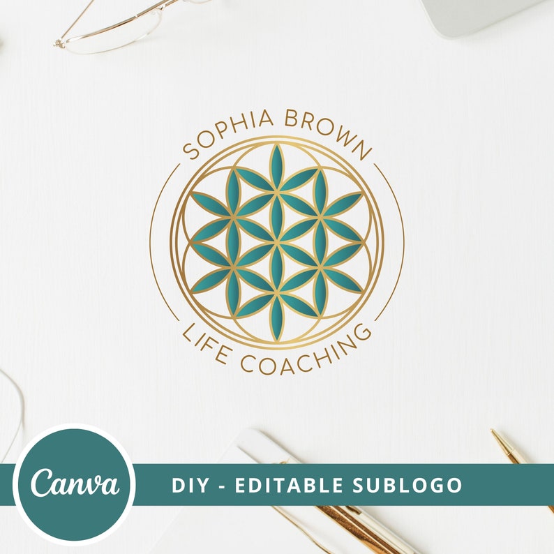 Flower of Life Editable Logo, Instant Access, DIY Canva Template Logo ...