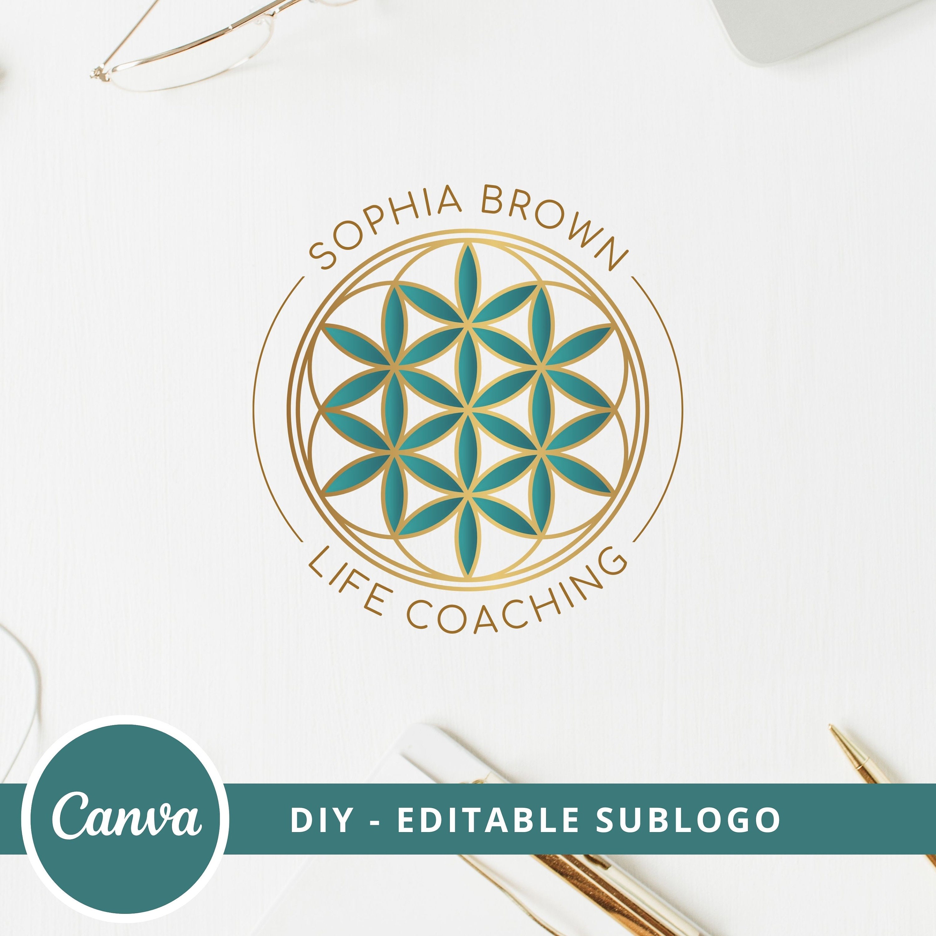 Flower of Life Logo, Spiritual Business Template (DIY Canva) - Etsy