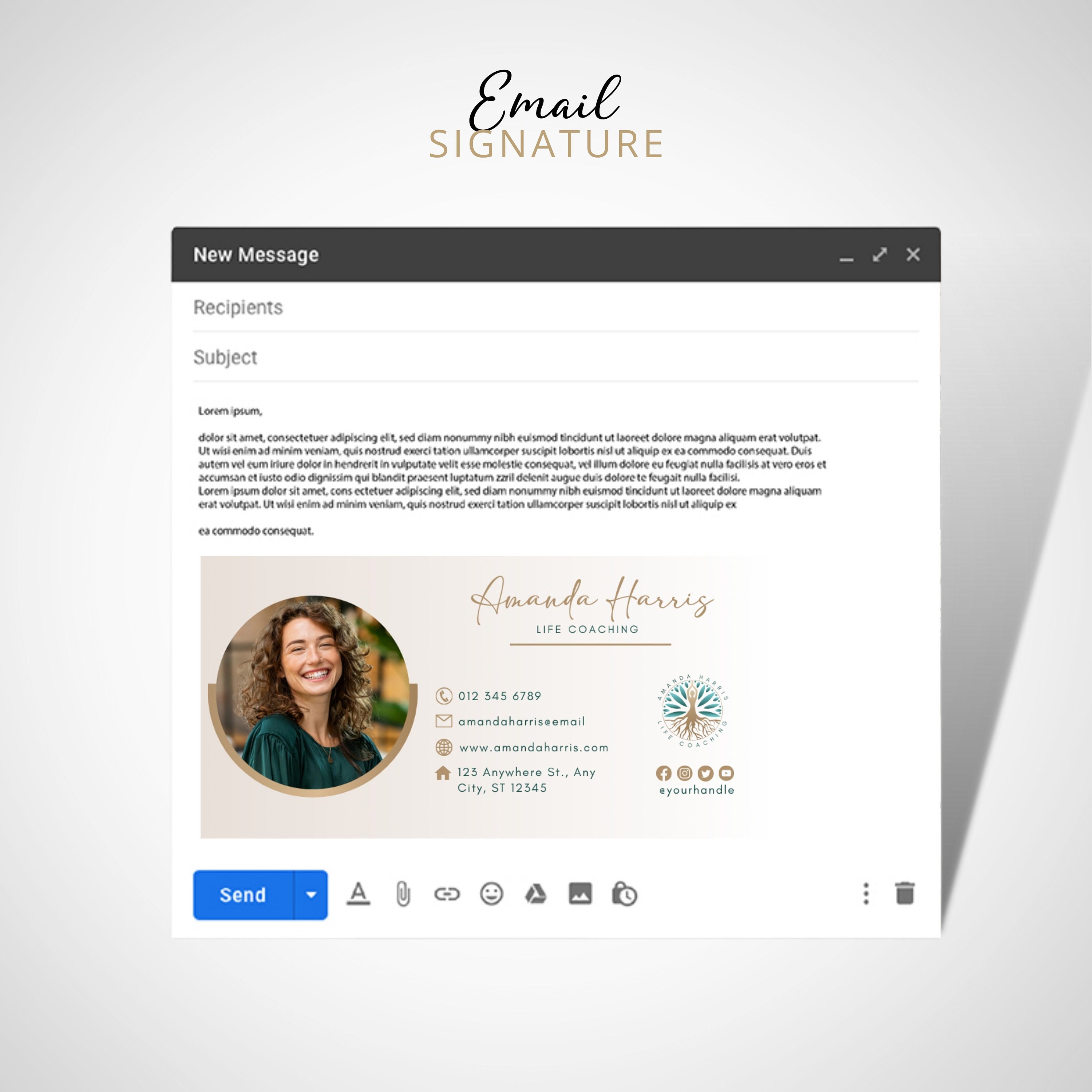 Email Signature Template Canva, Editable Wellness Email Signature ...