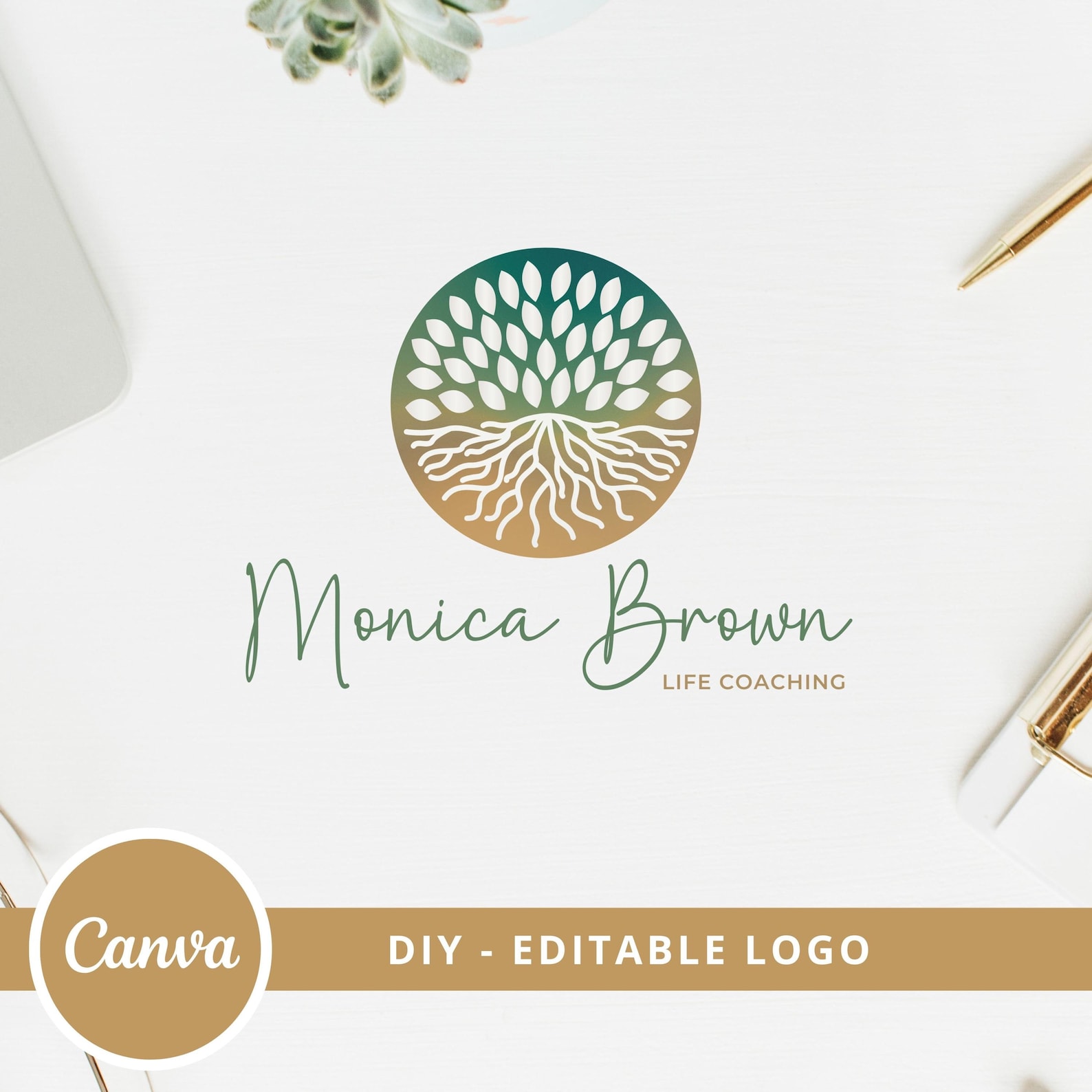 Tree of Life Canva Template Logo, DIY Life Coach Logo, Yoga Logo ...