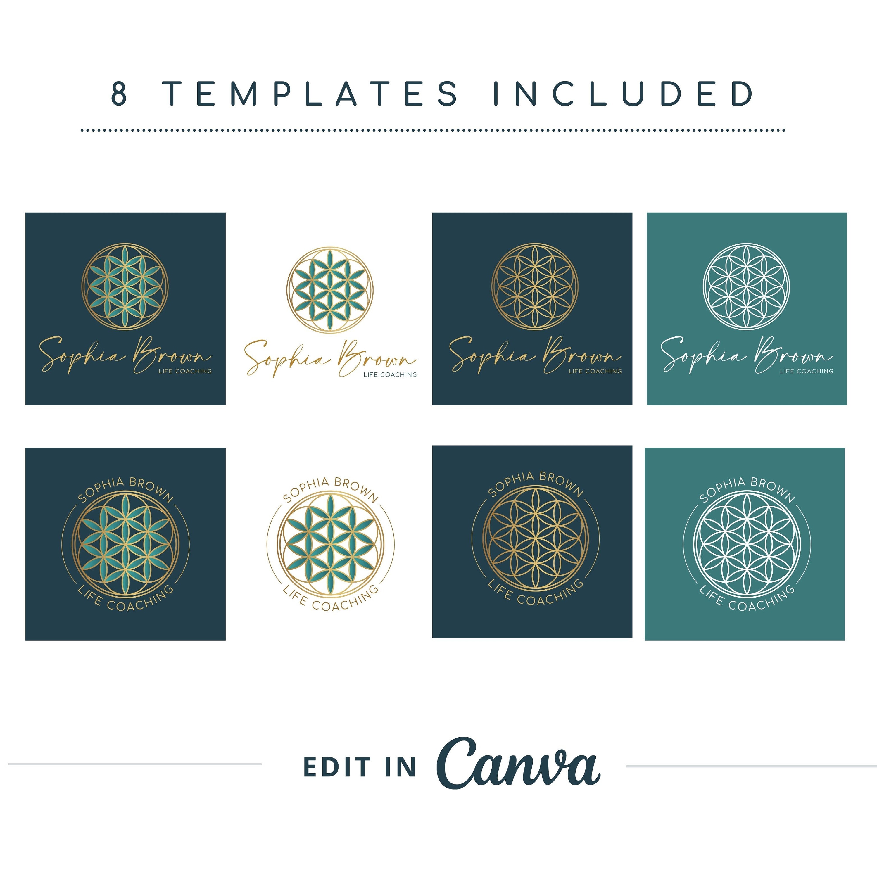 Flower of Life Logo, Spiritual Business Template (DIY Canva) - Etsy