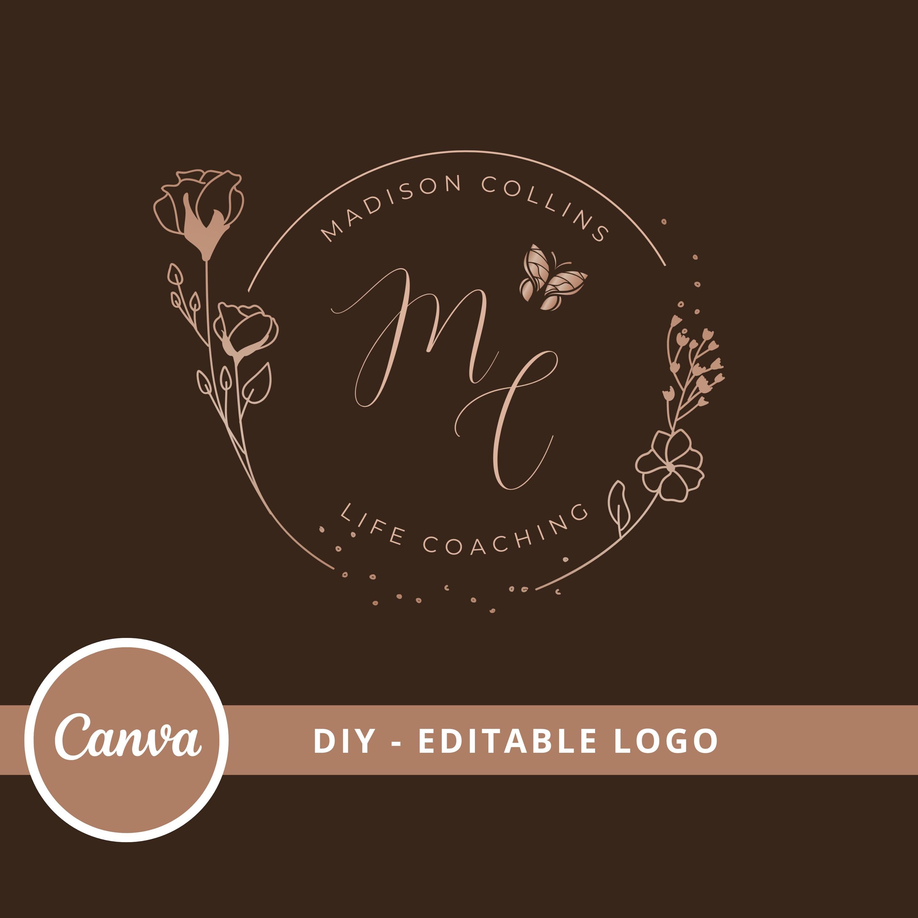 Butterfly Life Coaching Logo Template, Editable Floral Design (canva ...
