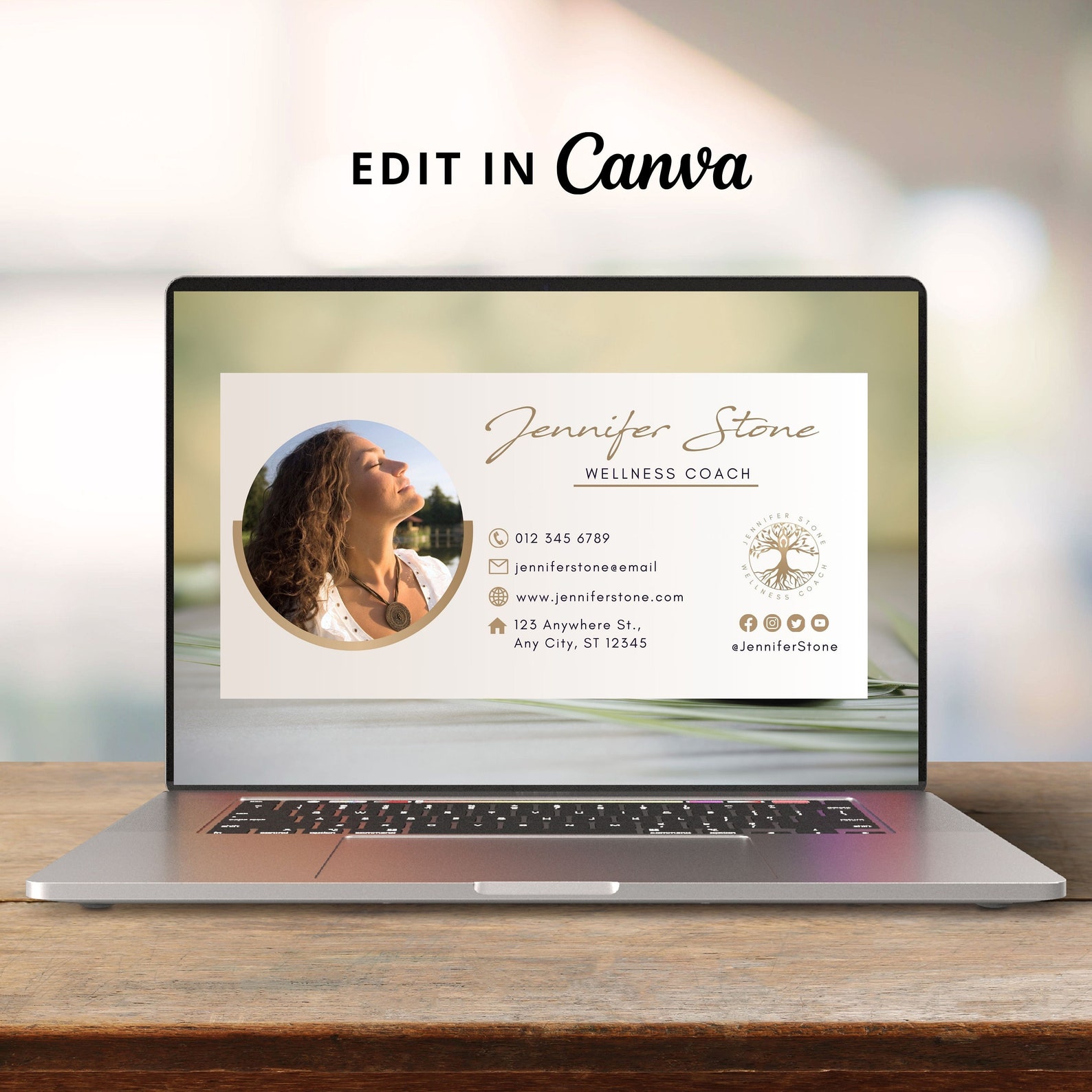 Email Signature Template Canva, Editable Wellness Email Signature ...