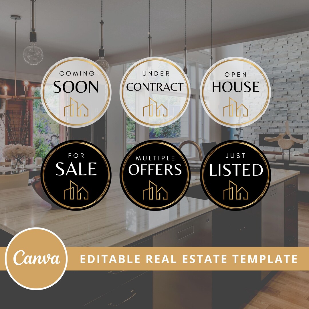 Real Estate Labels Editable Design, DIY Realtor Badges, Real Estate ...