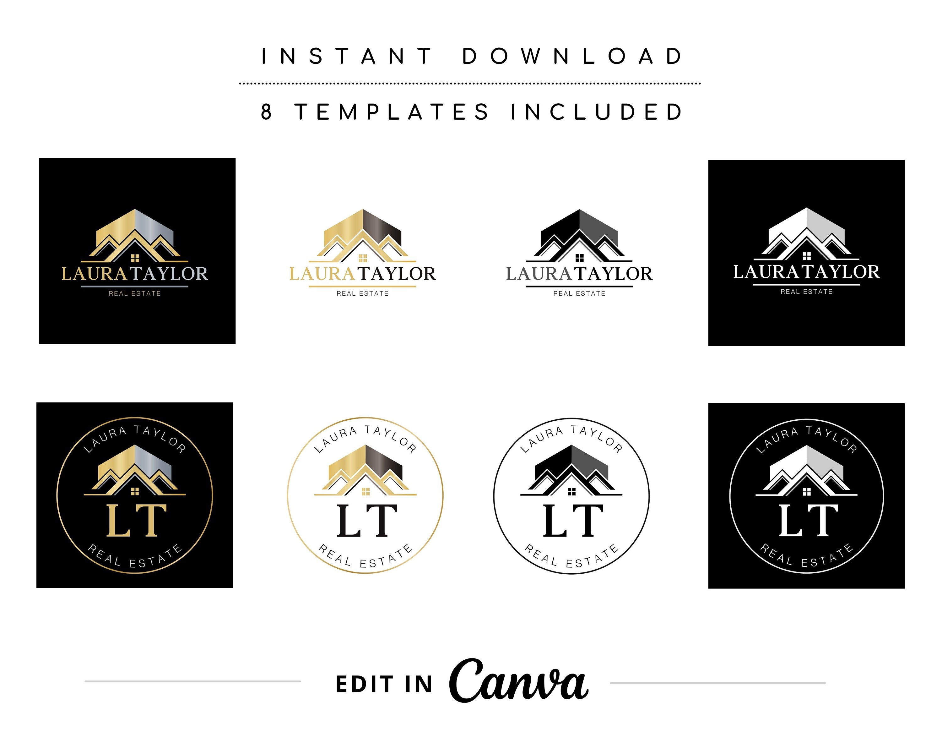 Real Estate DIY Logo Design, House Canva Logo Editable Template ...