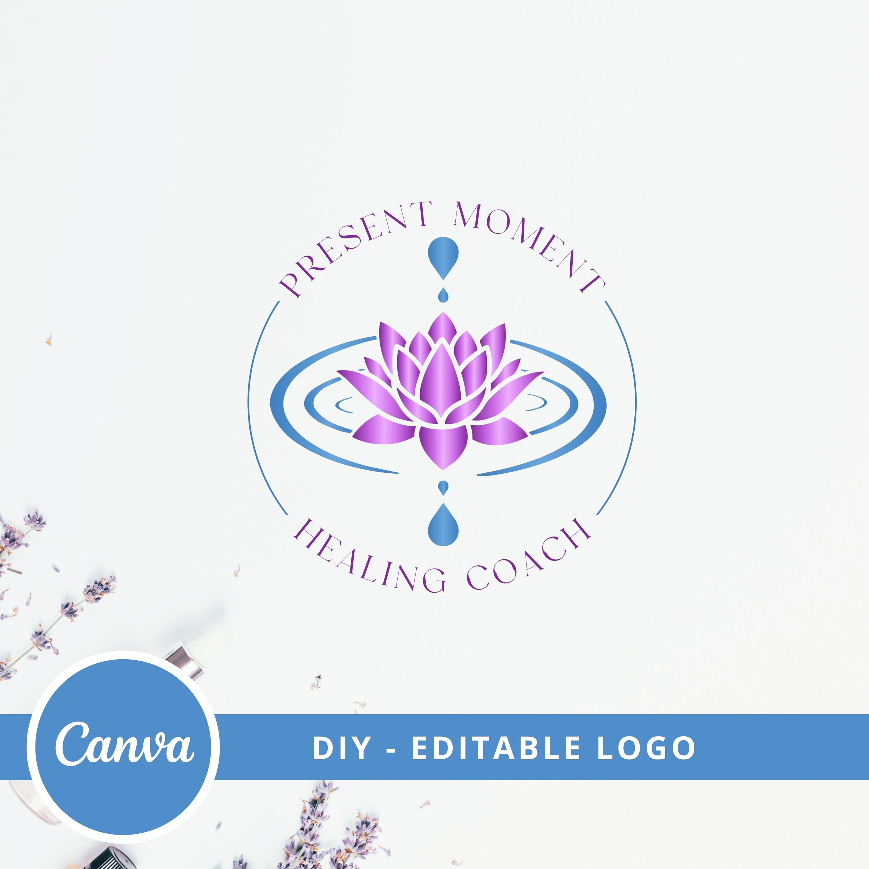 Present Moment Logo Editable Design, Mindfulness Lotus Canva Logo ...