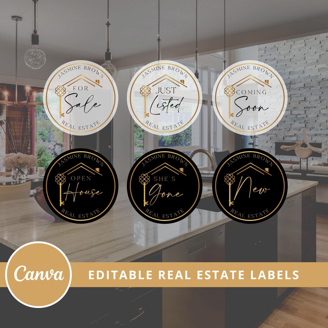 Real Estate Labels Editable Design, DIY Realtor Badges, Real Estate ...