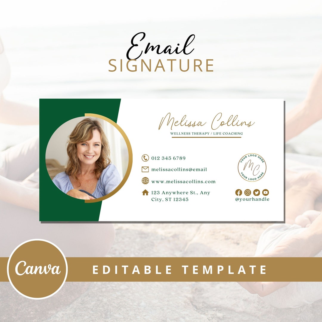 Wellness Email Signature Template, Editable Canva Design (digital ...