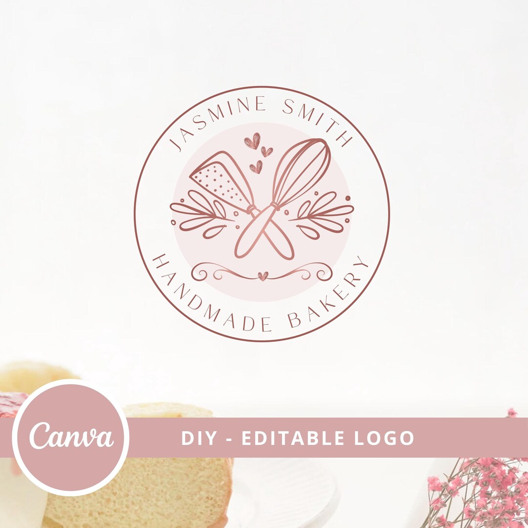 Bakery Logo Canva Template, Editable Logo Design, DIY Bakery Tools Logo ...