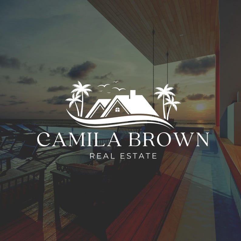 Beach House Realtor Logo, Palm Tree Canva Template (digital Download ...