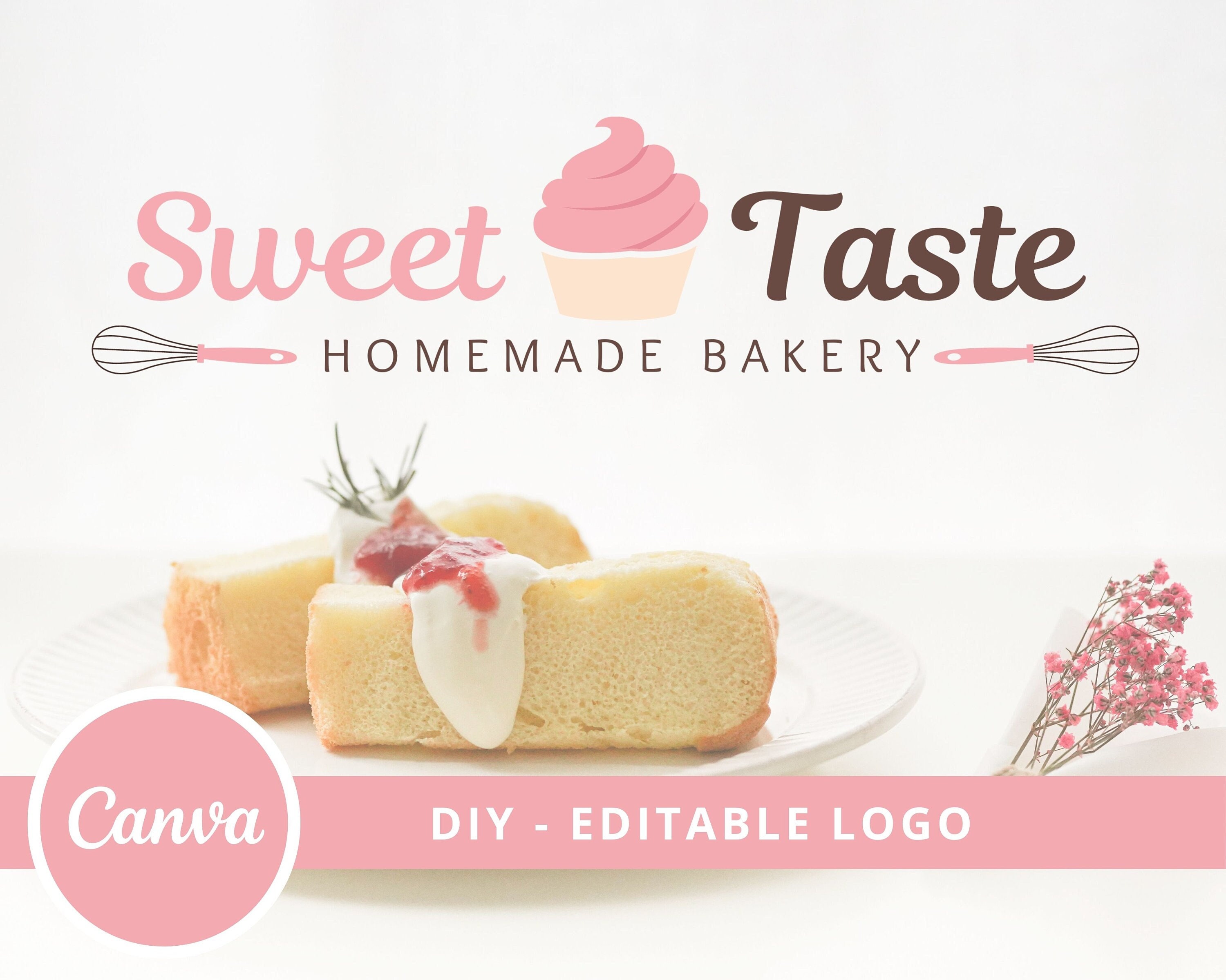 Bakery Canva Logo Template, DIY Editable Cupcake Design - Etsy
