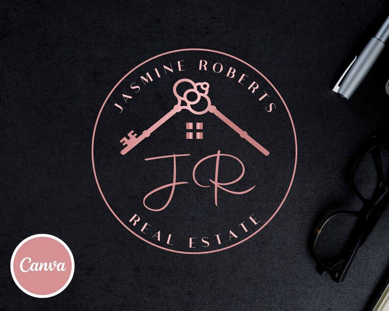 Realtor Logo Design, Luxury House Key, Editable Canva Template - Etsy
