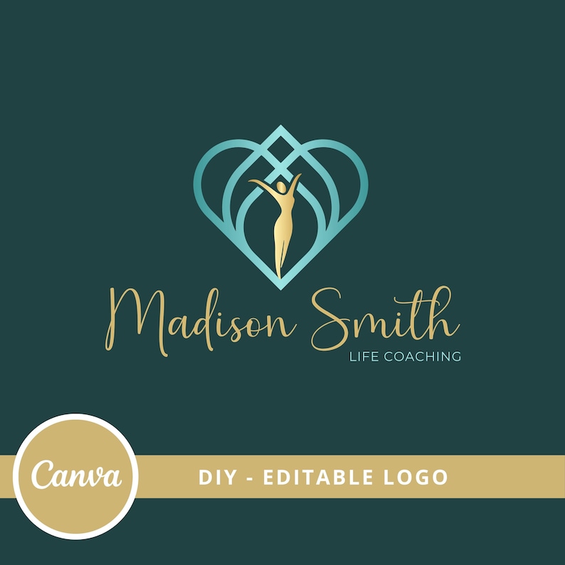 Wellness Woman Logo Design, Editable Holistic Heart Logo (canva ...