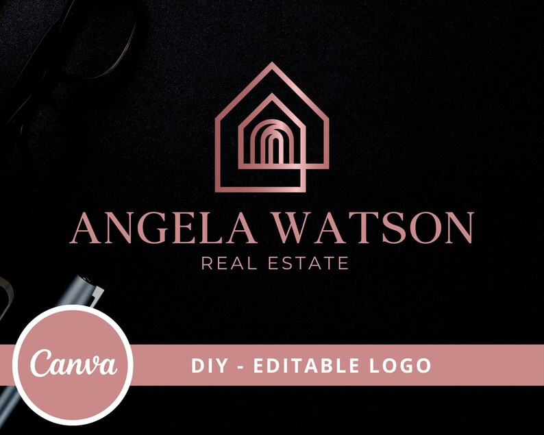 Modern House Realtor Logo Design, Editable Canva Logo Template, Real ...