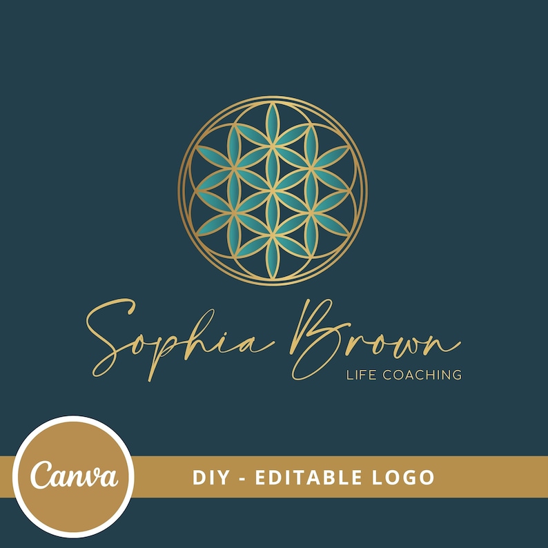 Flower of Life Editable Logo, Instant Access, DIY Canva Template Logo ...