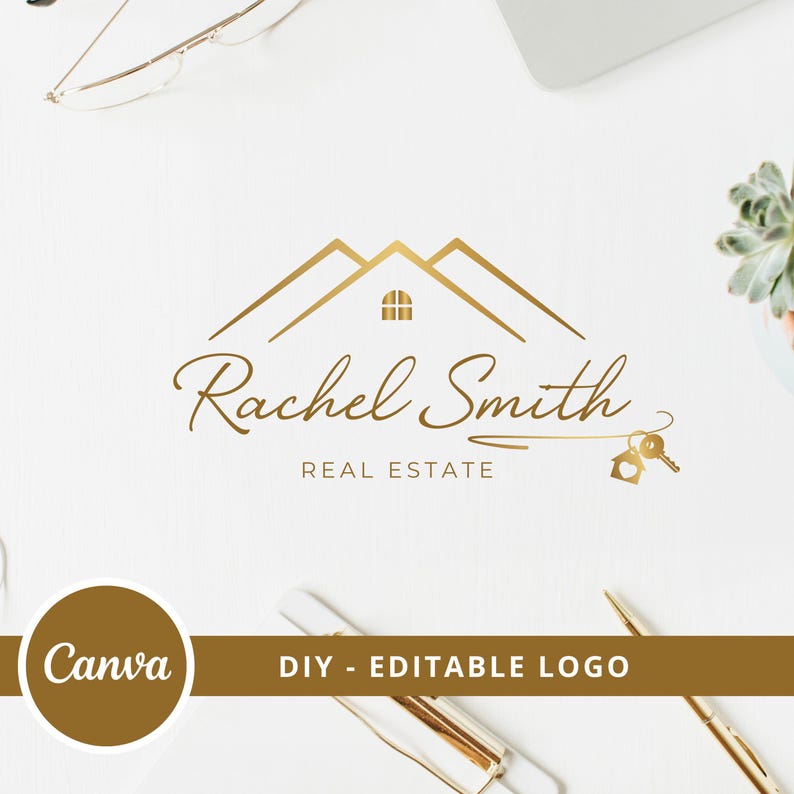 Real Estate Logo Design, Luxury House Canva Logo Template, DIY Realtor ...
