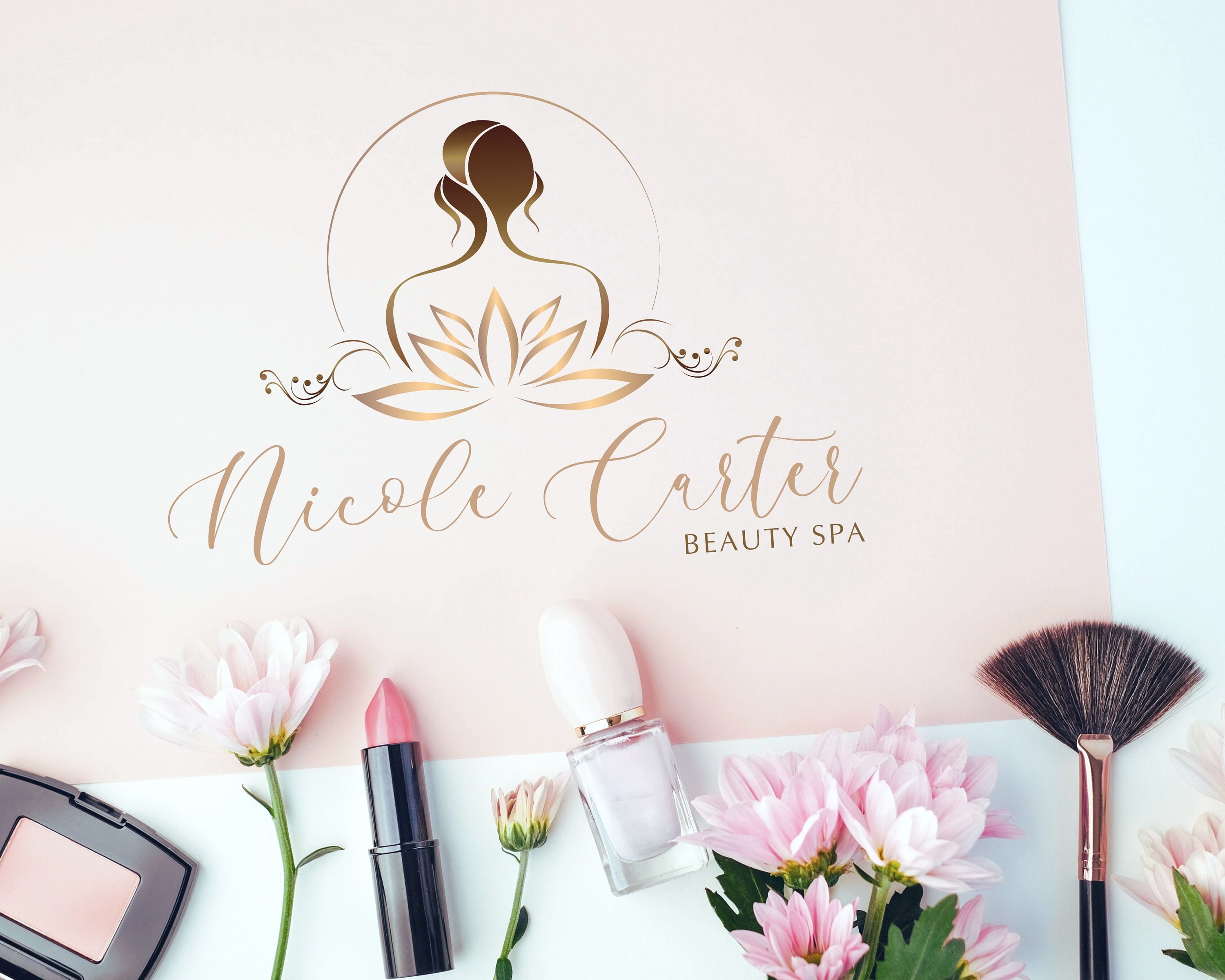 Spa Lotus Logo Design, Editable Beauty Salon Canva Template (DIY) - Etsy