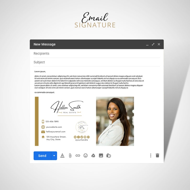 Real Estate Email Signature Template Canva, Realtor Email Signature ...