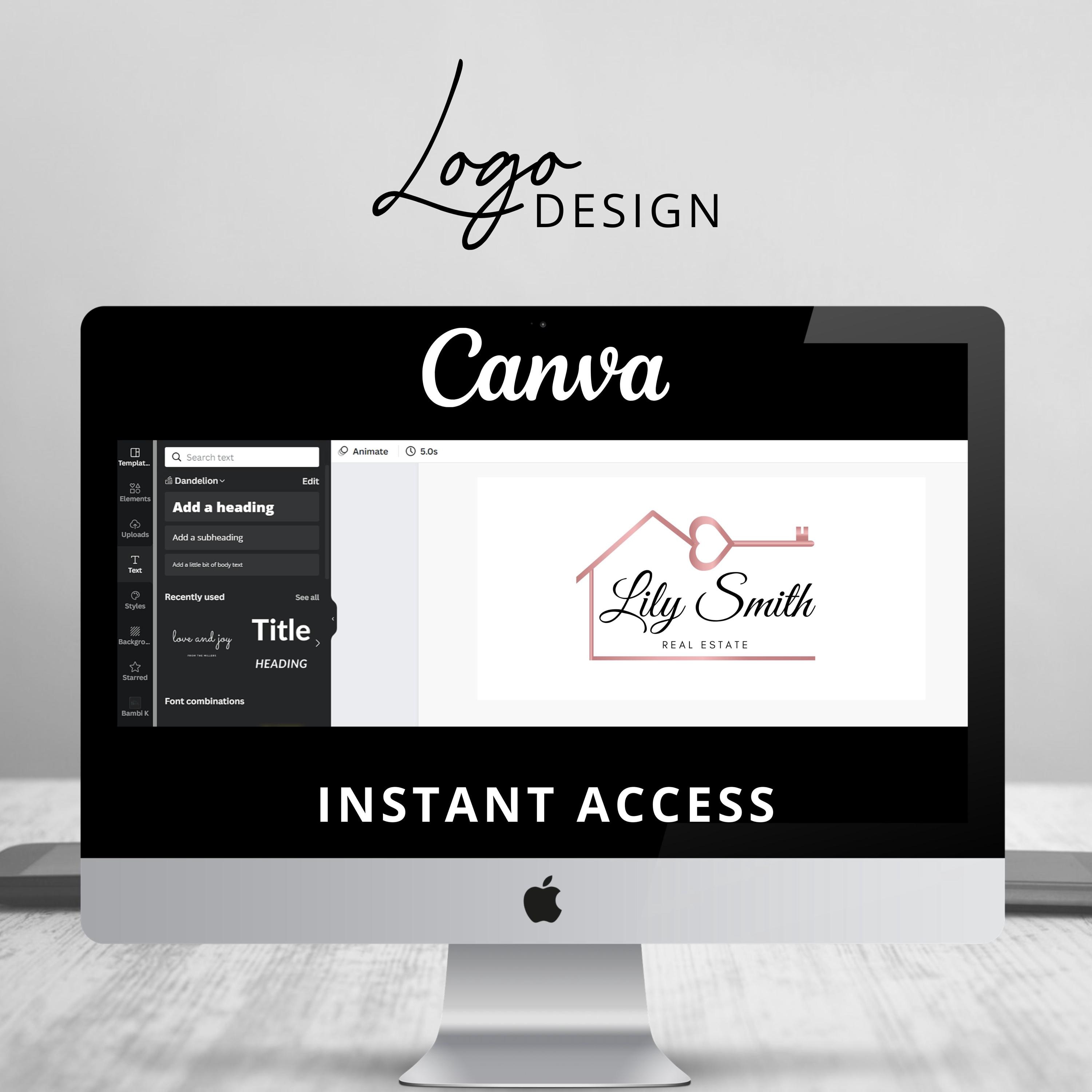 Real Estate Heart Key Logo Design, House Editable Canva Logo Template ...
