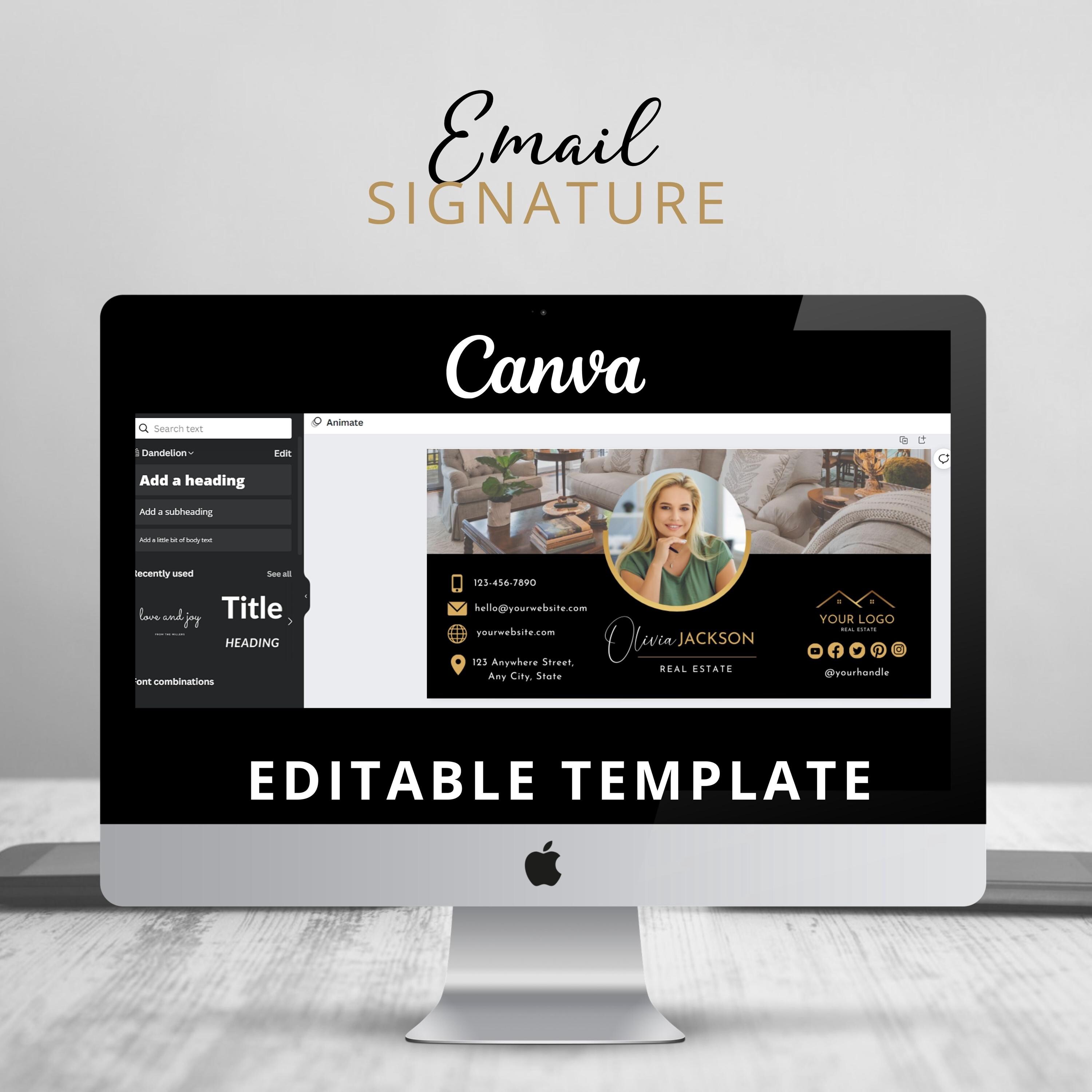 Real Estate Email Signature Template Canva, Realtor Email Signature ...