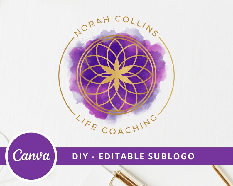 Flower of Life Editable Logo, Instant Access, DIY Canva Template Logo ...
