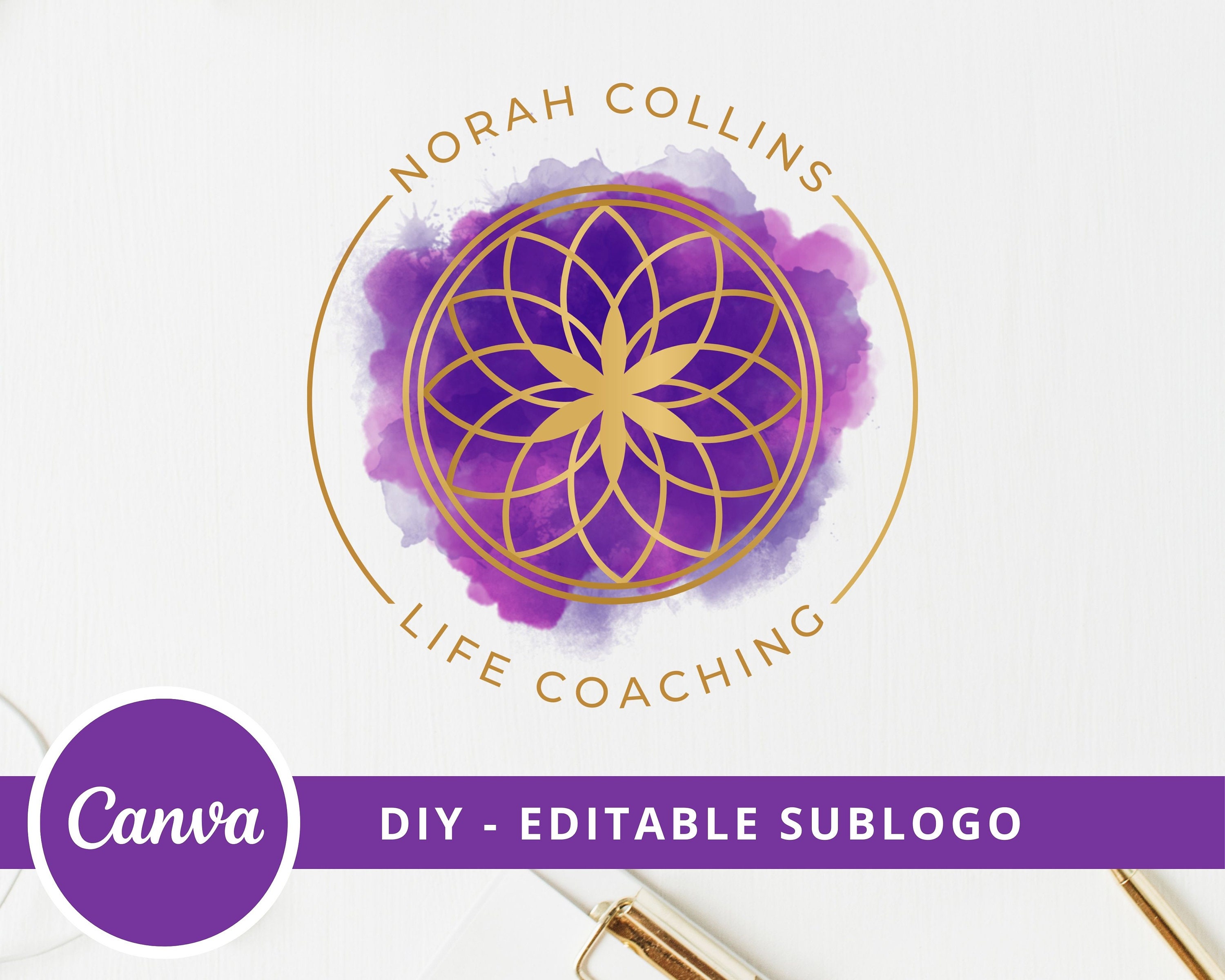 Flower of Life Logo, Sacred Geometry, DIY Canva Template (digital ...